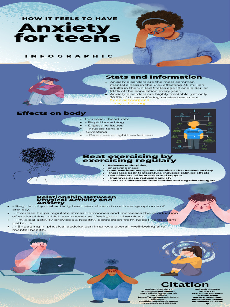 Pale Blue Anxiety and Stress Infographic | PDF | Anxiety | Anxiety Disorder