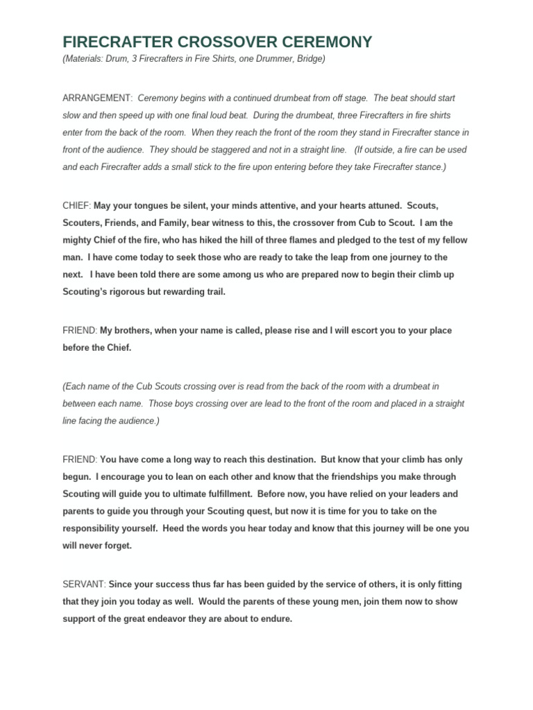 Firecrafter Crossover Ceremony Guide | PDF | Youth Organizations | Scouting