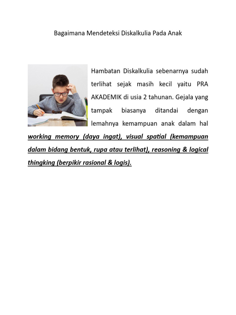 Materi Cara Mendeteksi Diskalkulia | PDF