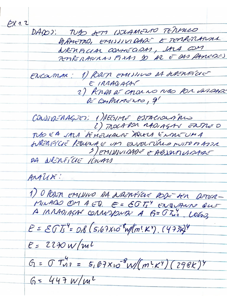 Exemplo 1 - 2 Incropera | PDF