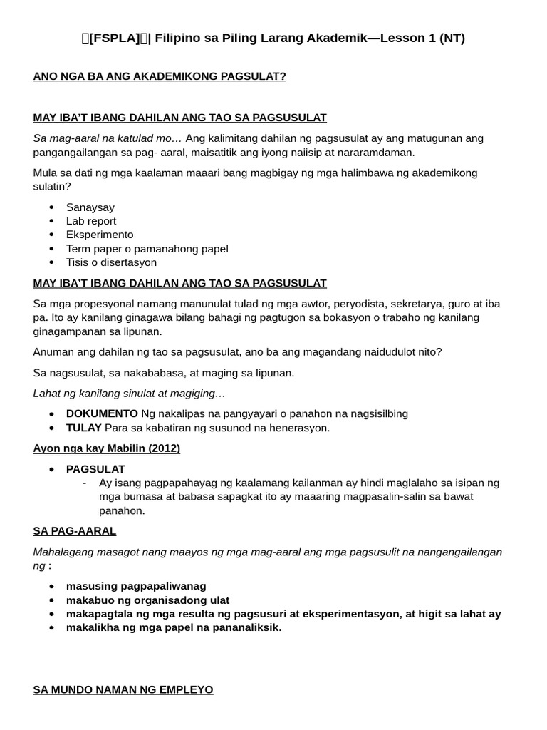 Q1 Lesson 1 (NT) | PDF