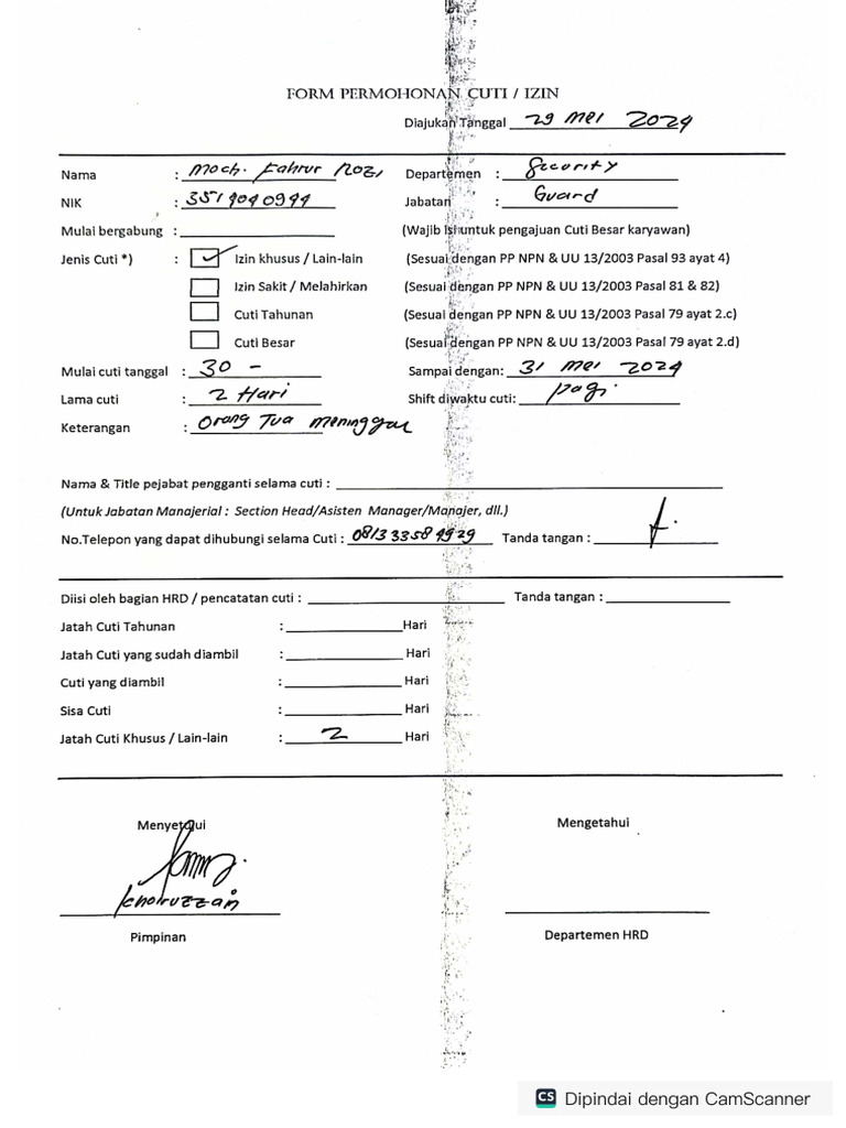 Form Cuti | PDF