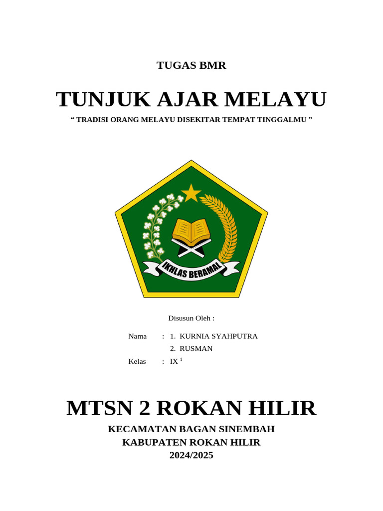 TUGAS BMR - Tunjuk Ajar Melayu | PDF