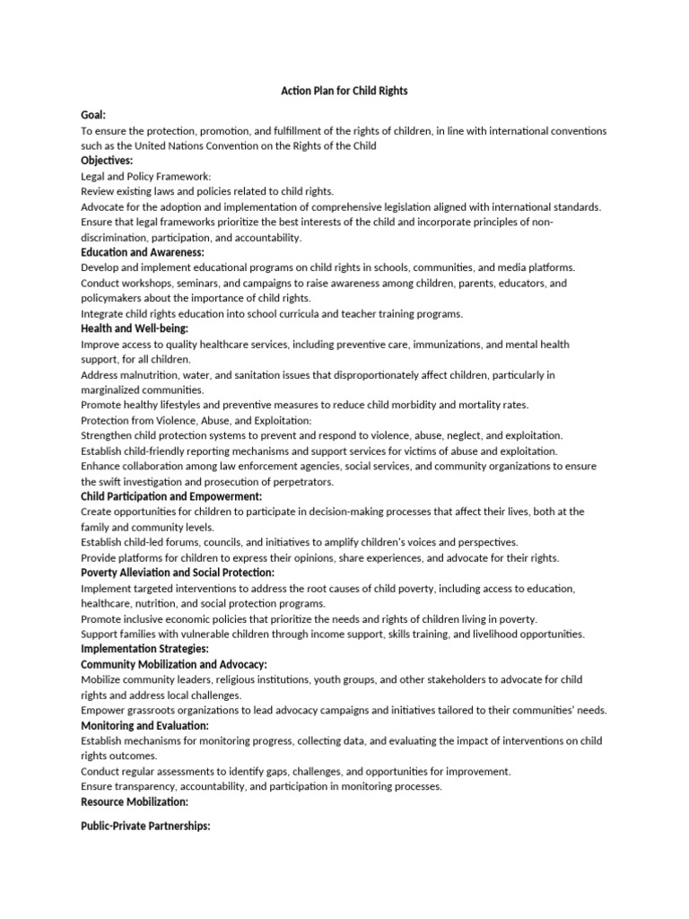 Child Rights Action Plan Overview | PDF | Children's Rights | Poverty