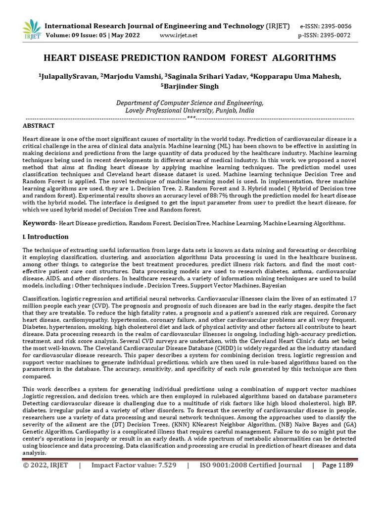 Heart Disease Prediction Random Forest A | PDF | Machine Learning | Coronary Artery Disease