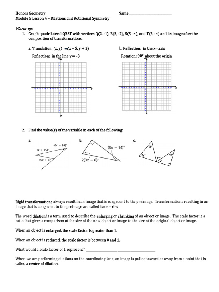 Lesson 4 S24 Dilations and Rotational Symmetry | PDF | Geometry ...