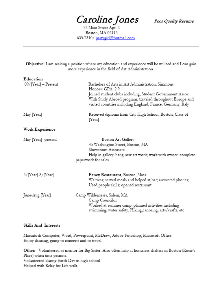 CEC Poor Vs Good Resume | PDF