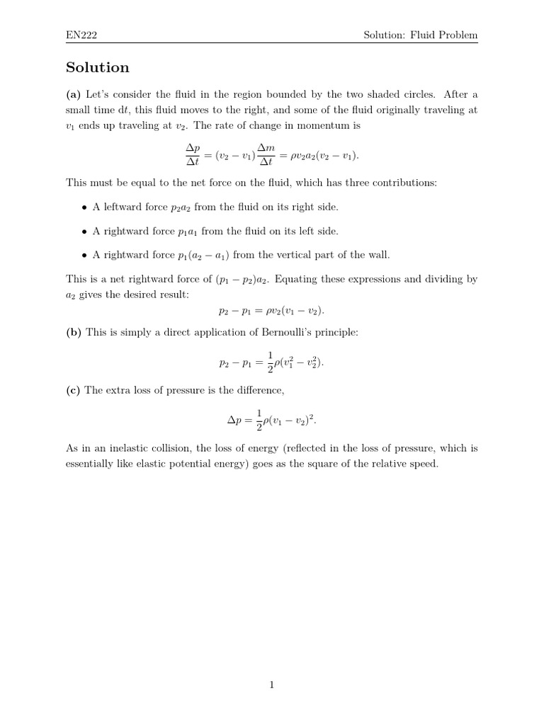 Fluid Dynamics Momentum and Pressure | PDF