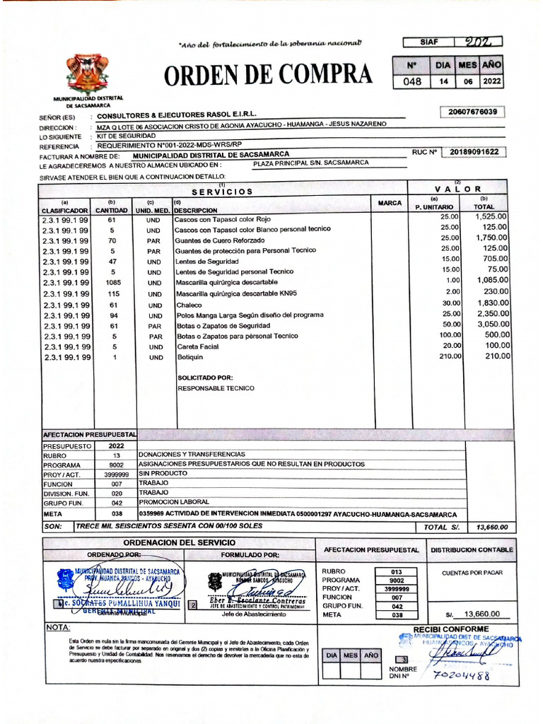 Modelo de Envio de Oc-Os (Req. Previo) | PDF