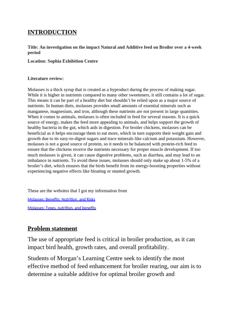 Broiler SBA | PDF | Molasses | Nutrients