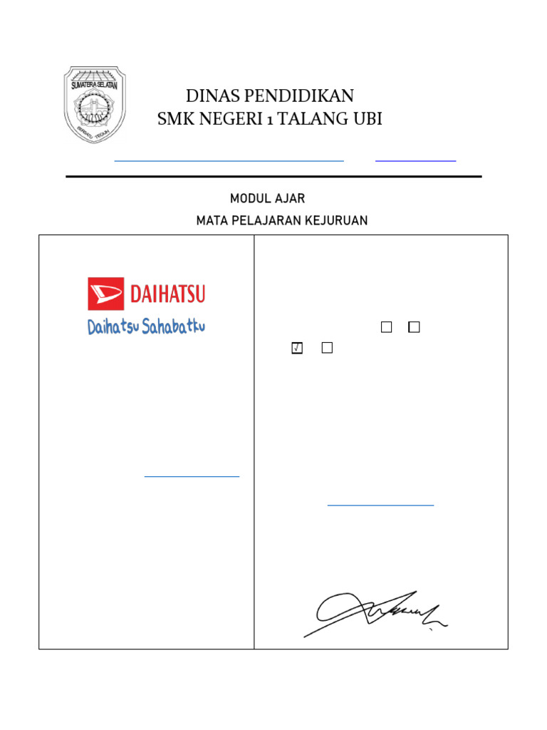 MODUL AJAR 1 Proses Bisnis Bidang Otomotif Secara Menyeluruh | PDF
