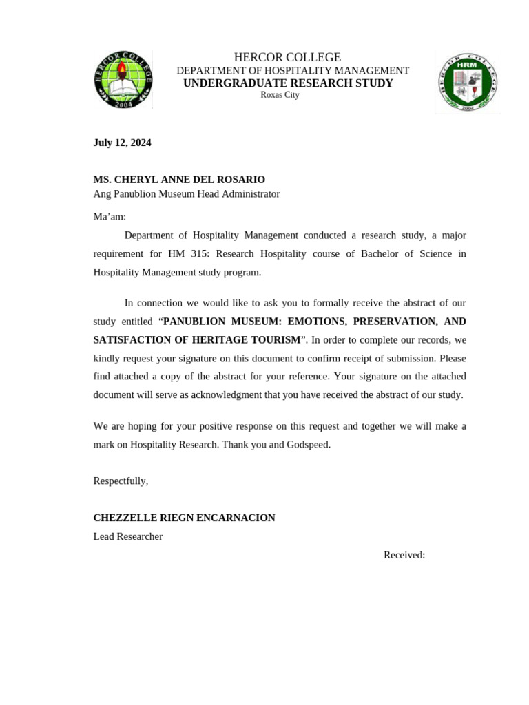 Abstract Receival Letter | PDF