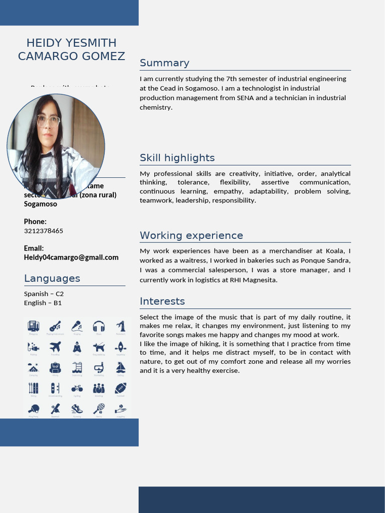 Template Curriculum Vitae Ingles Tarea 2 | PDF