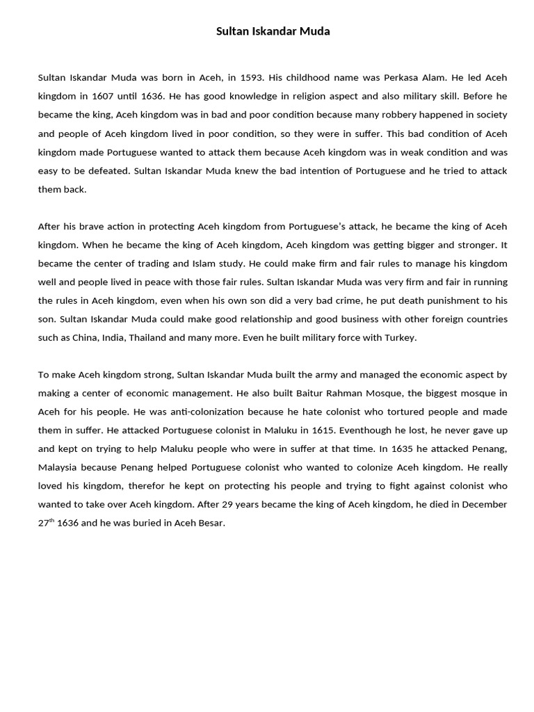 Sultan Iskandar Muda | PDF