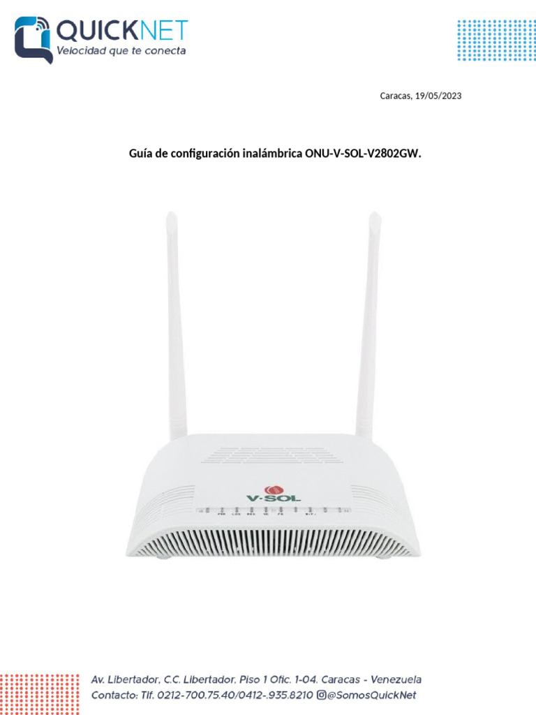 Guia de Instalacion ONT-V-SOL-V2802GW | PDF | Contraseña | Wifi