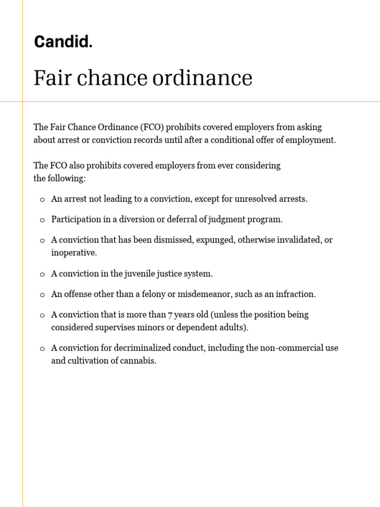 Fair Chance Ordinance Overview | PDF