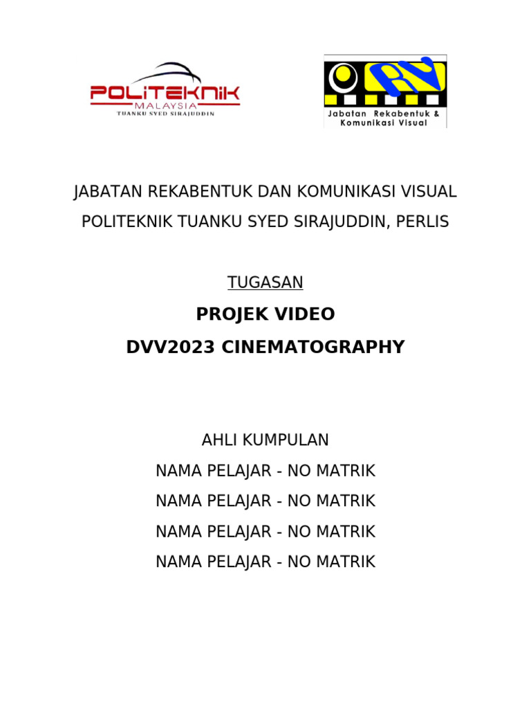 Panduan Projek Video Cinematografi | PDF