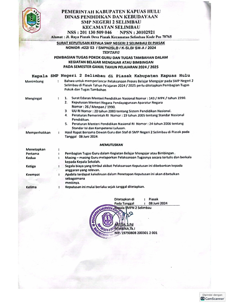 CONOTH SK PEMBAGIAN TUGAS | PDF