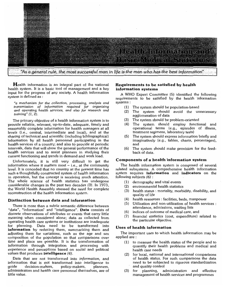 Chapter18 Health Information and Basic Medical Statistics | PDF