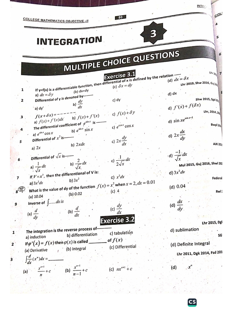 integration McQs | PDF