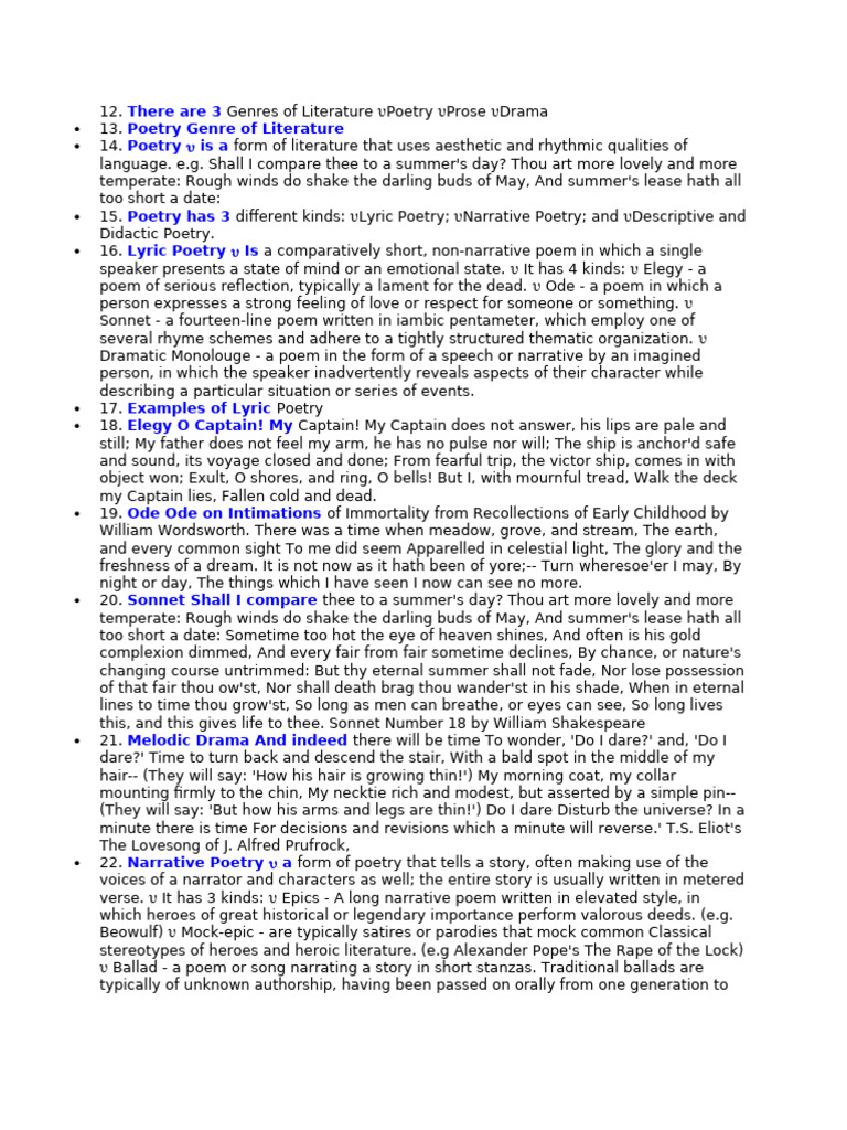 Handouts Genre of Lit | PDF | Poetry