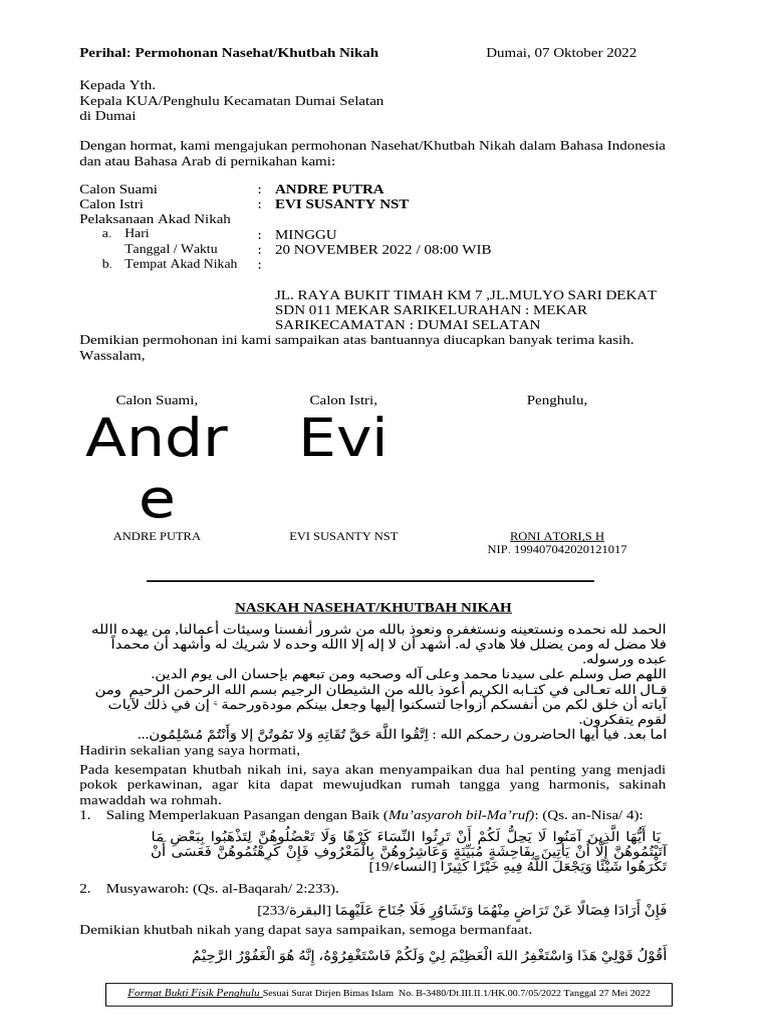 Bufis Khutbah Nikah - Master | PDF