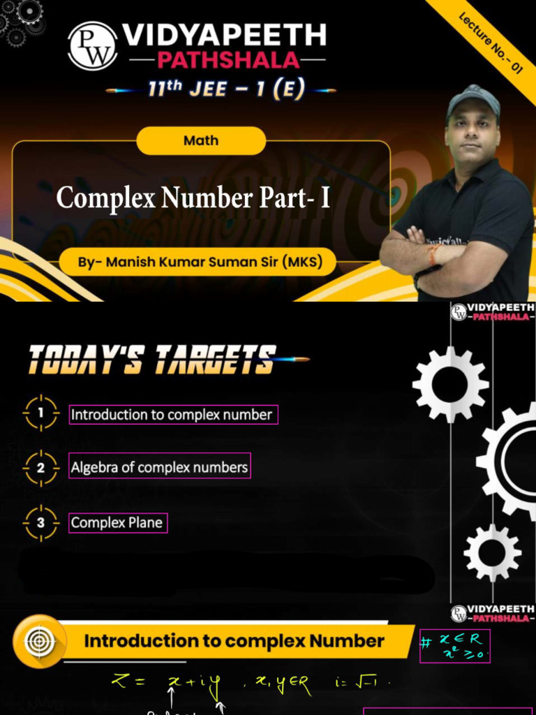 Complex Number Part - I - 01 - Class Notes - Pathshala 11th JEE 2024 ...