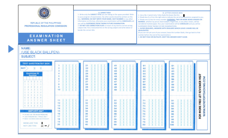 Sample Let Answer Sheet | PDF