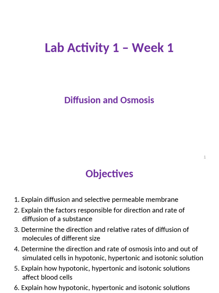 Lab Activity 1 - Week 1 | PDF | Cell Membrane | Osmosis