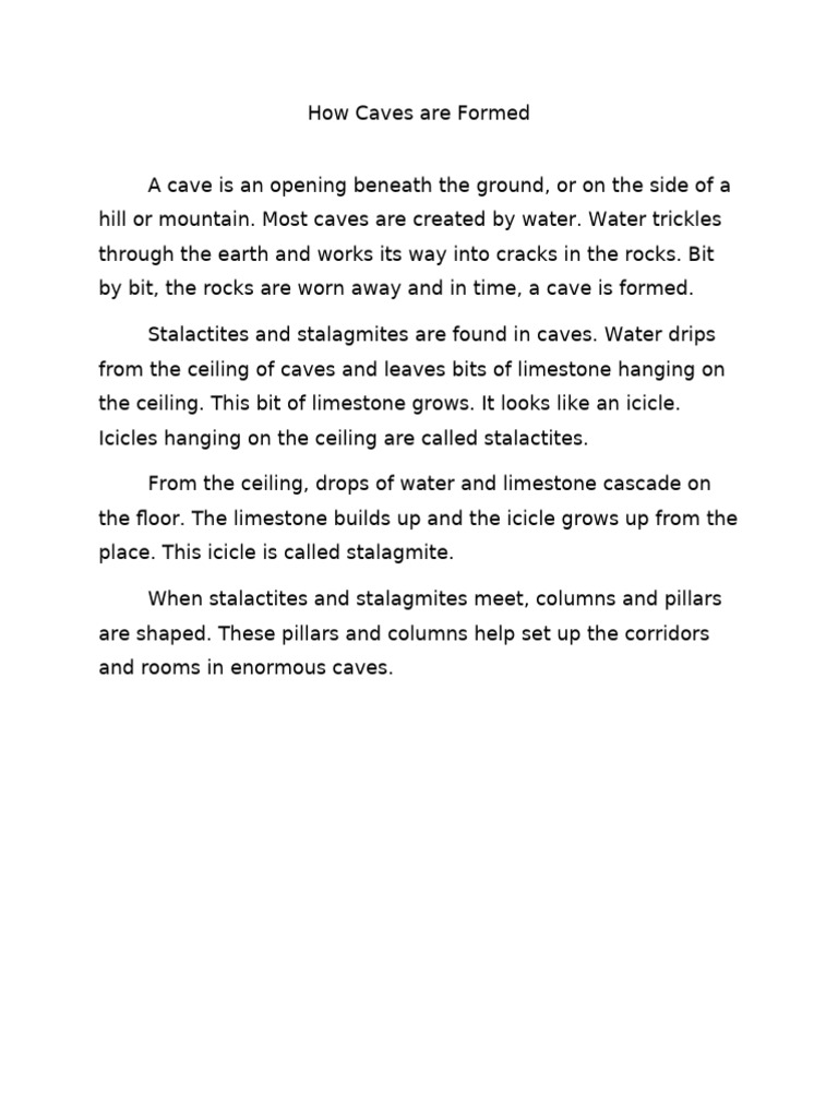 Grade Six How Caves Are Formed (1) | PDF