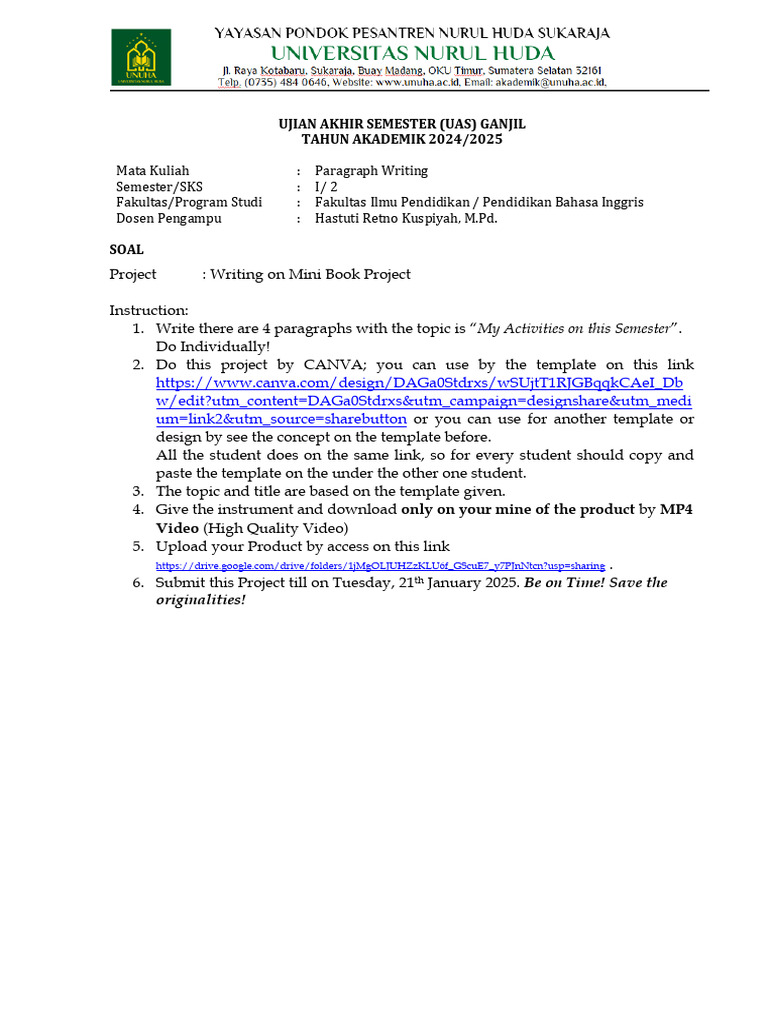 Semester I - PBI-Paragraph Writing OK Selasa | PDF