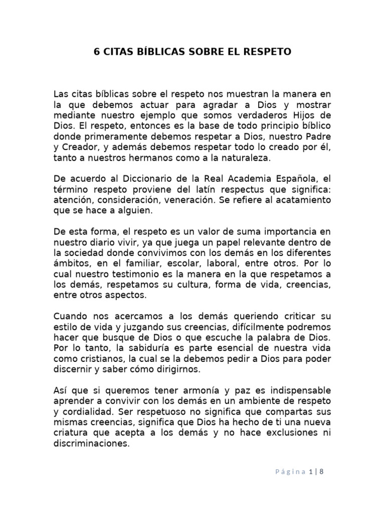 6 Citas Bíblicas Sobre El Respeto | PDF | Diez Mandamientos | Amor