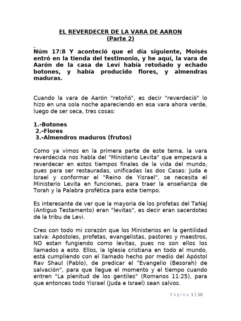 El Reverdecer de La Vara de Aaron | PDF | Yahvé | Sacerdote