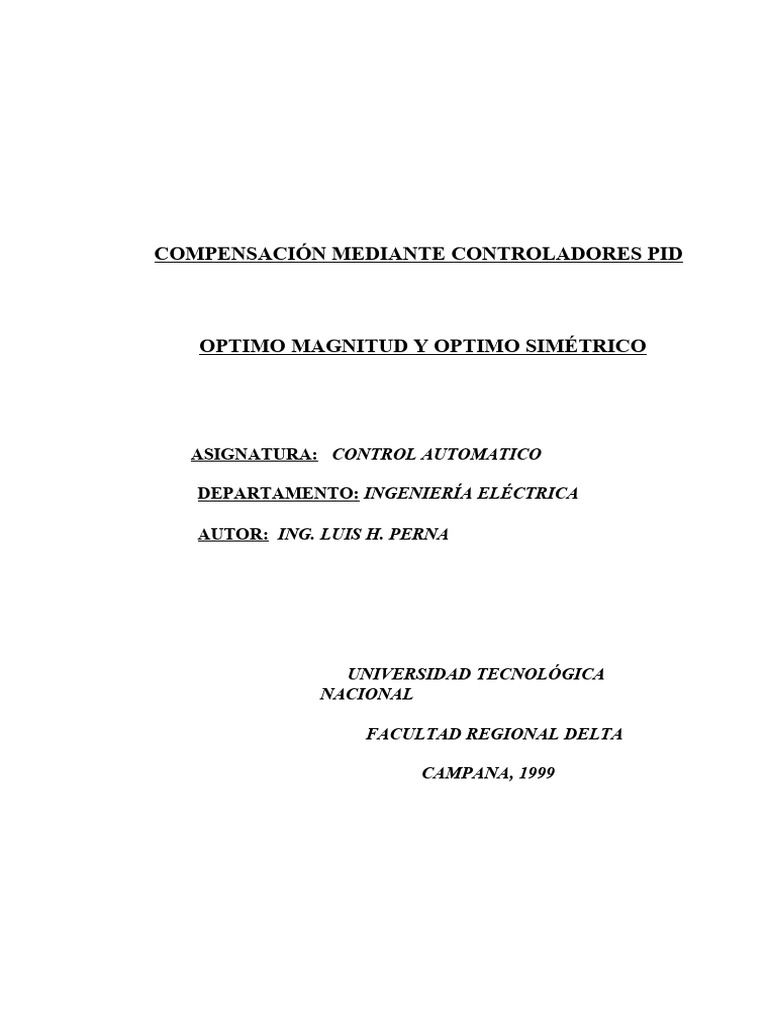 Controladores PID: Óptimos Magnitud y Simétrico | PDF | Matemáticas