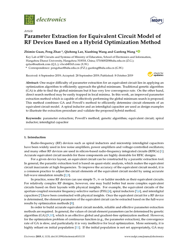 Parameter Extraction For Equivalent Circuit Model of RF Devices Based On A Hybrid Optimization ...