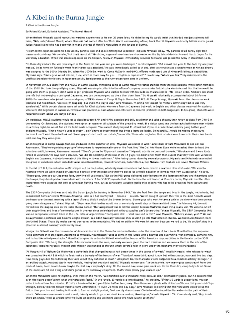 A Kibei in The Burma Jungle | PDF