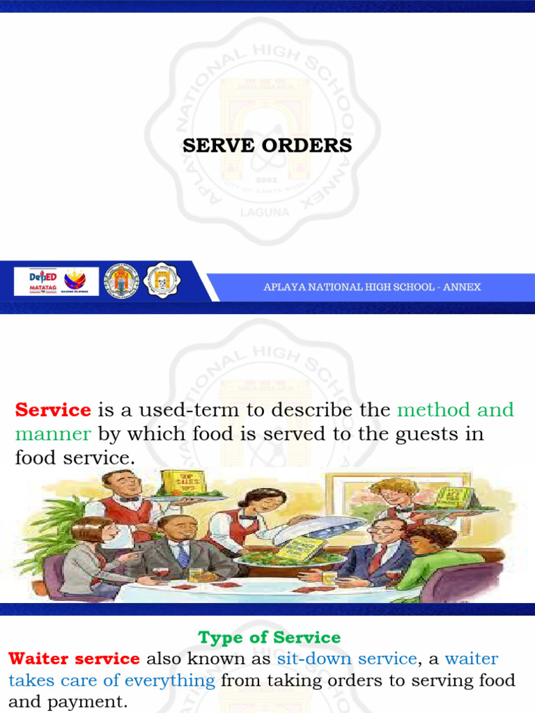 3rd QT Lesson4 Serve Food Orders | PDF | Waiting Staff | Restaurants