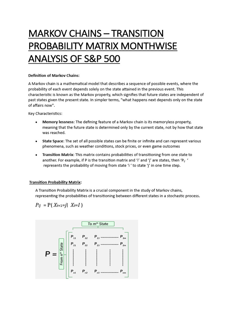 SP 6 Markov Chains & TPM For S&P 500 | PDF | Markov Chain | Matrix (Mathematics)