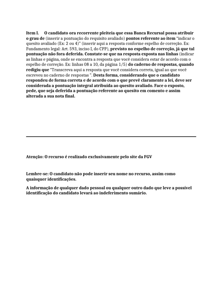 Modelo de Recurso OAB - 2ª Fase | PDF