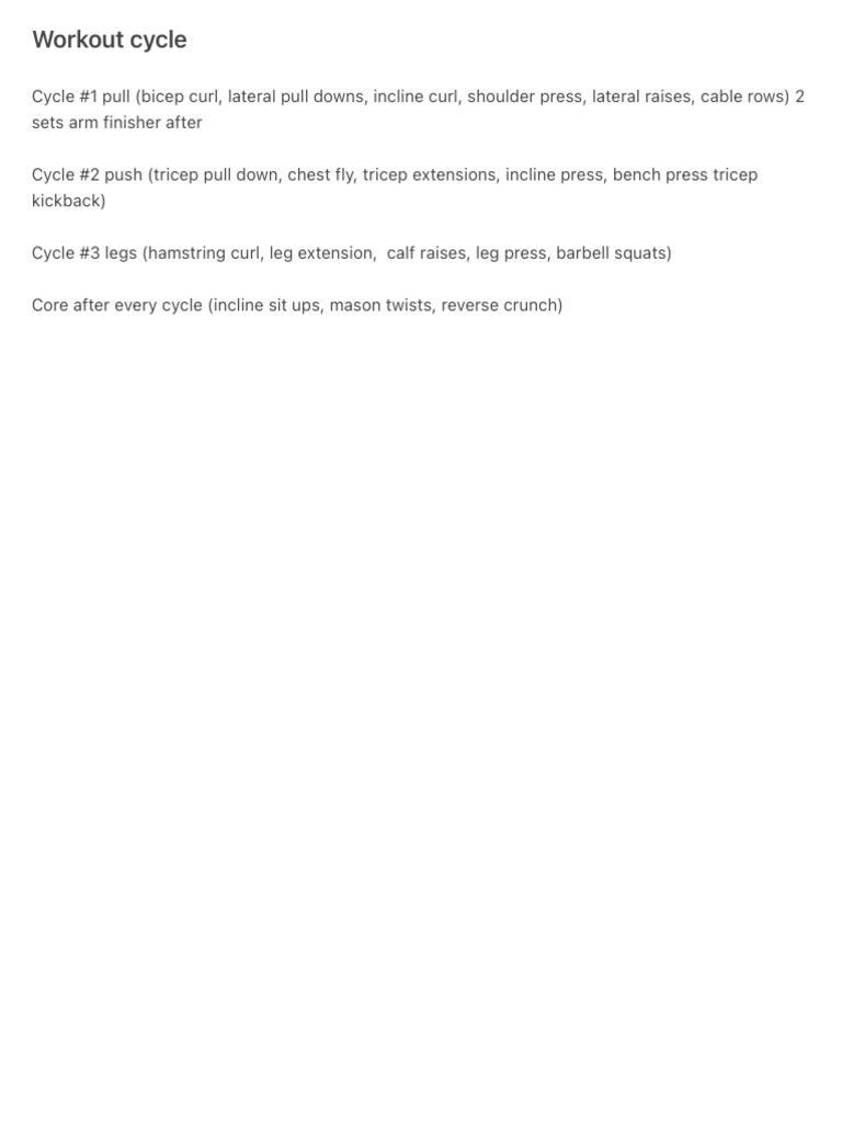 Workout Cycle | PDF