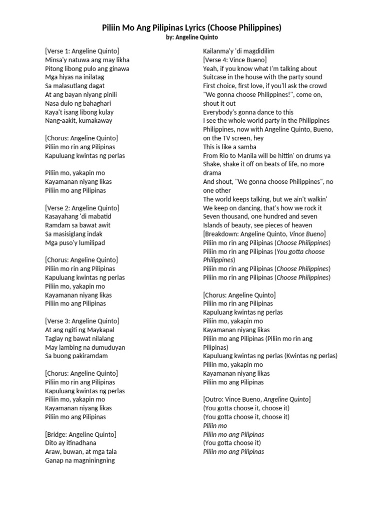 Piliin Mo Ang Pilipinas | PDF