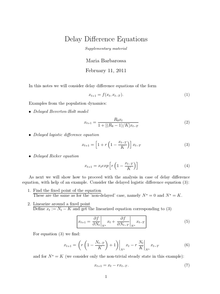 Analyzing Delay Difference Equations | PDF | Zero Of A Function ...