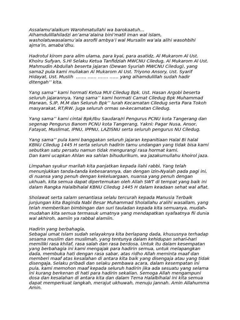 MC Acara Halbil KBNU Ciledug | PDF
