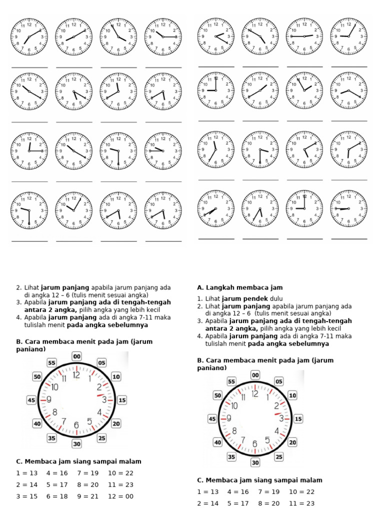 Cara Membaca Jarum Jam | PDF