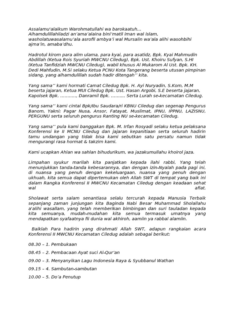 Konferensi II MWCNU Ciledug 2025 | PDF