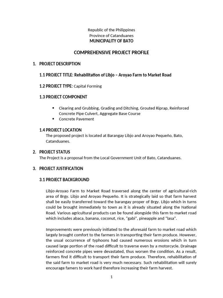 Project Proposal-Libjo Aroyao FMR | PDF | Road | Agriculture