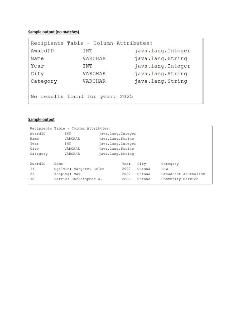 25W CST8288 Lab1problem SampleOutput | PDF