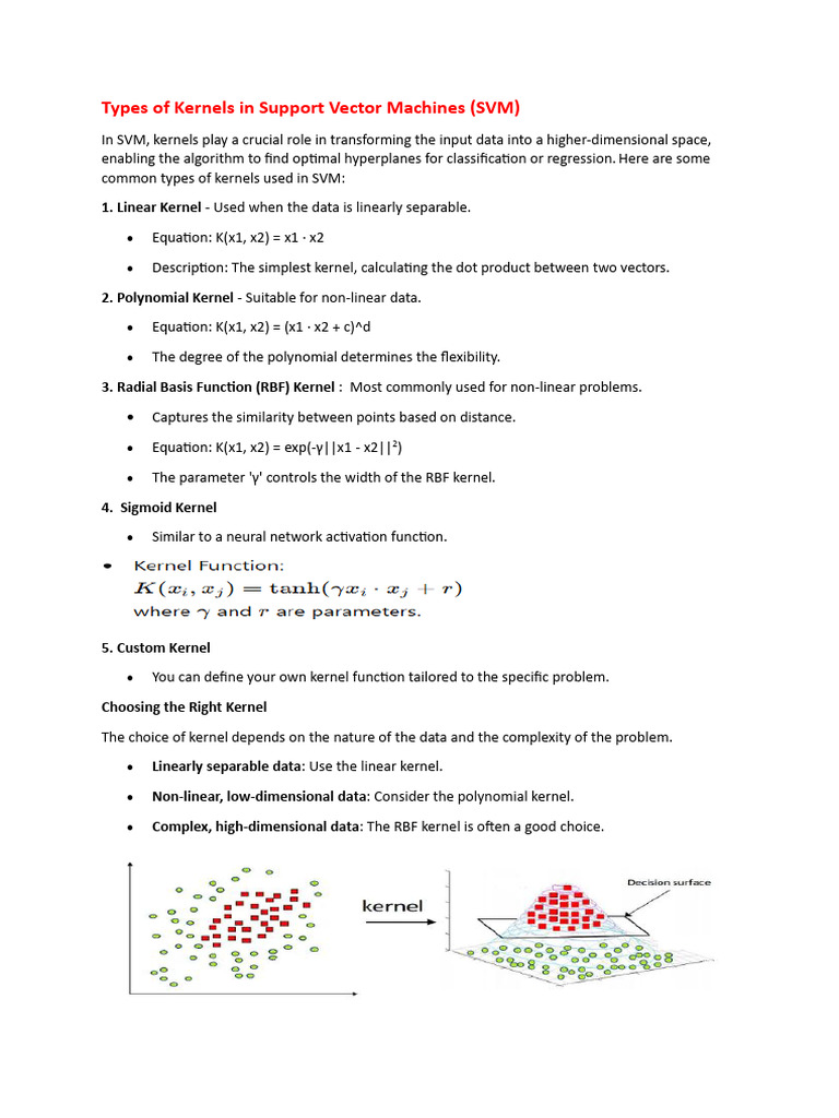 SVM Kernel Types Explained | PDF | Support Vector Machine | Bayesian ...