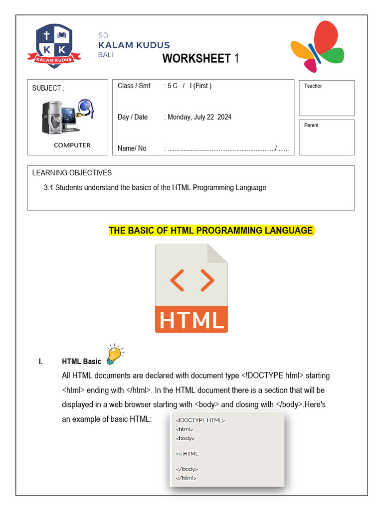5C. GUIDE 1 SMT 1 | PDF | Html Element | Html