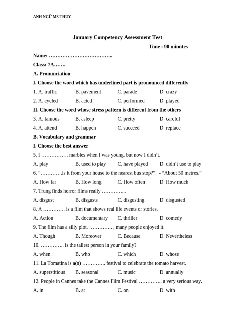 January Competency Assessment Test | PDF | Traffic | Transport